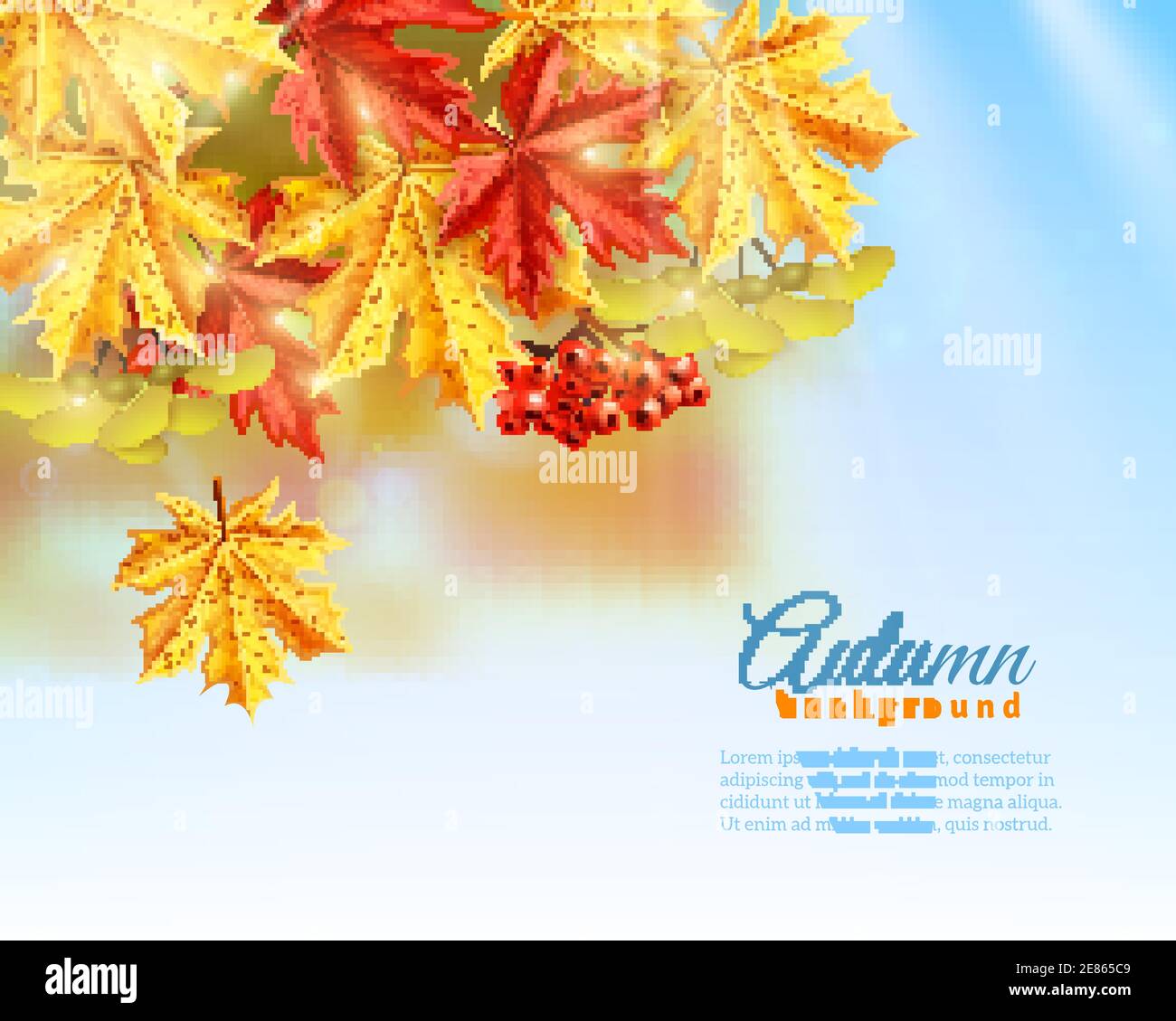 Light blue background with light effects shadows and colorful autumn ...