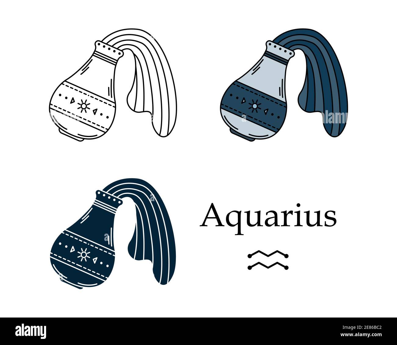Vector illustration of a zodiac sign Aquarius. Line art, simple style ...