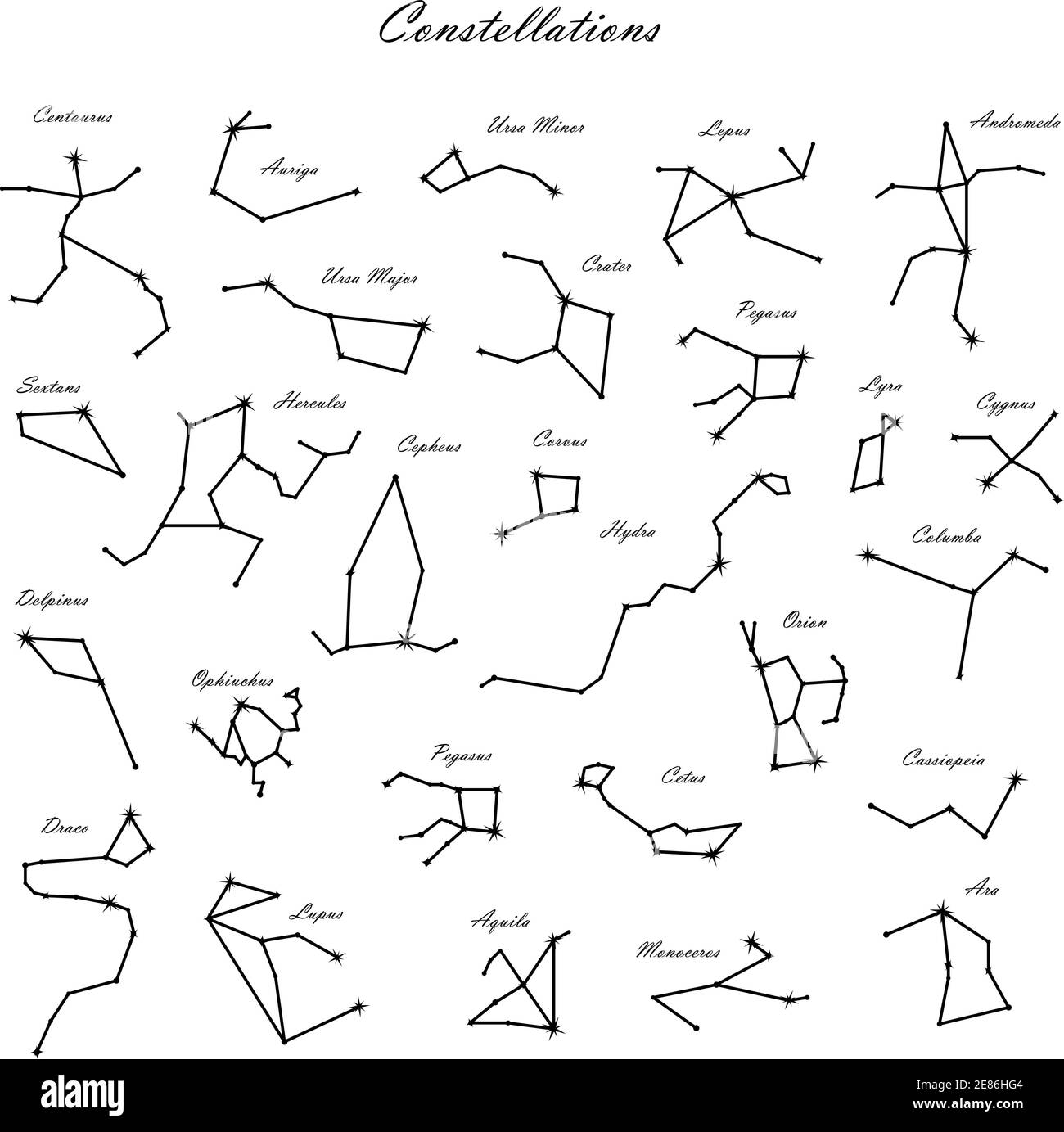 Vector set of constellations. Astrology, astronomy. Mystical symbols ...