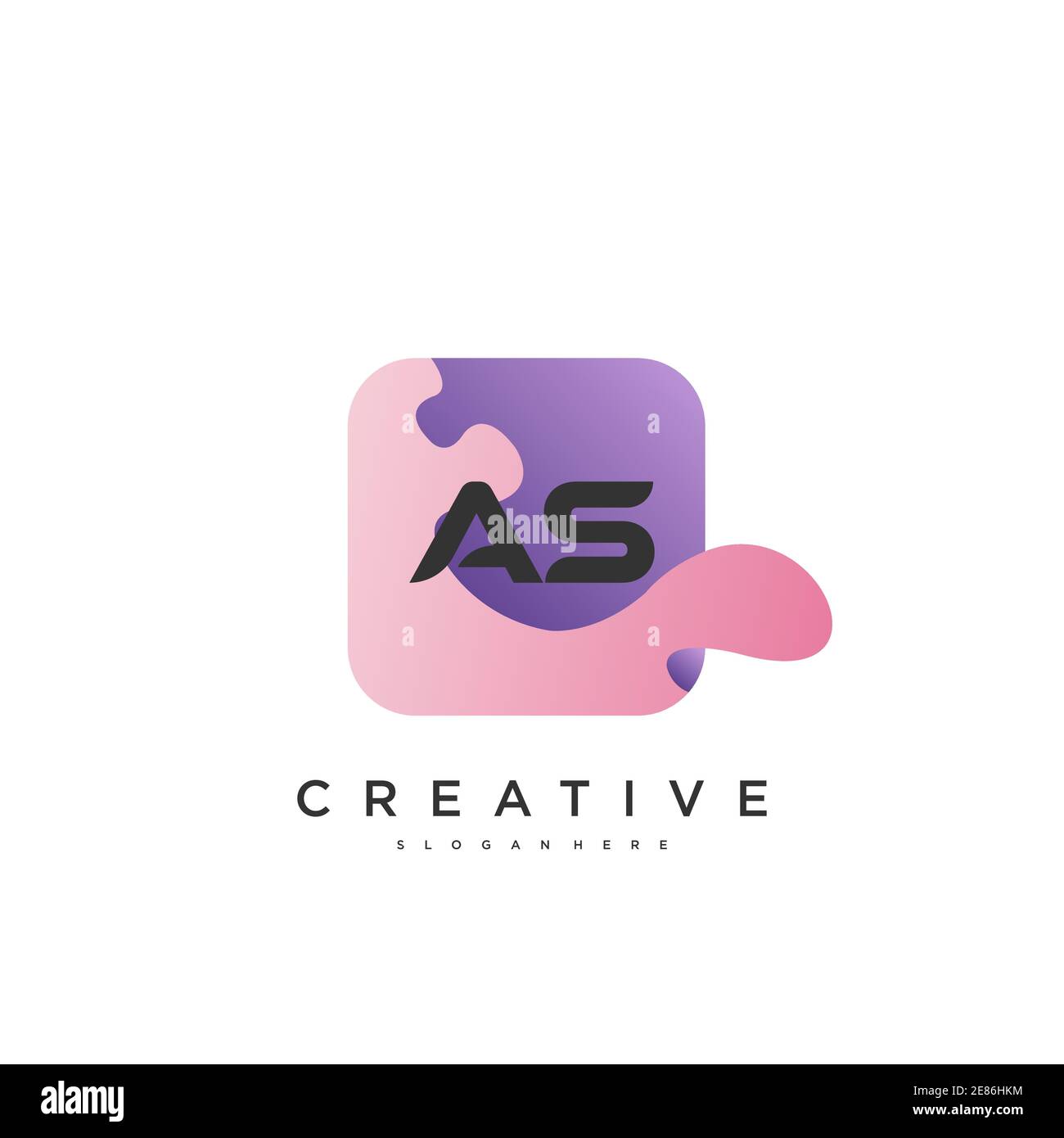 AS Initial Letter logo icon design template elements with wave colorful ...