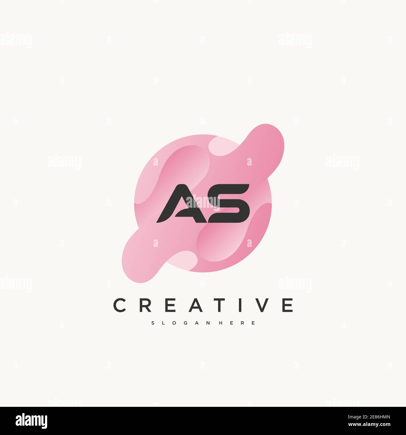 AS Initial Letter logo icon design template elements with wave colorful ...