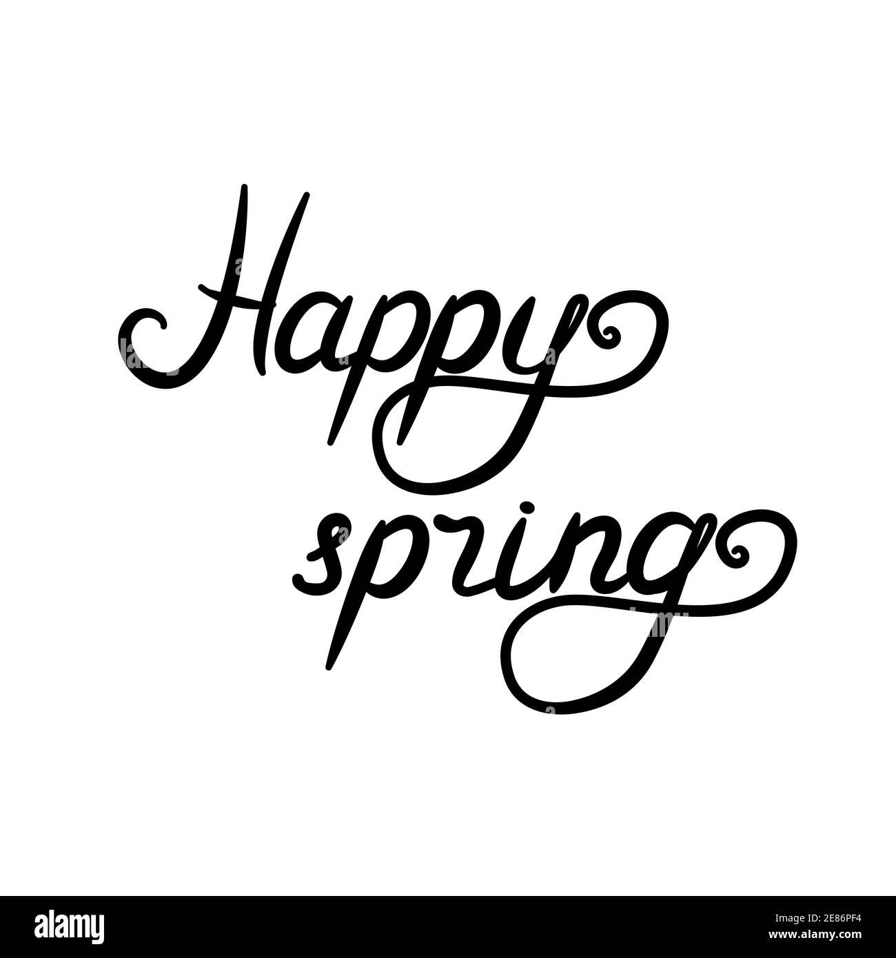 Happy Spring black isolated lettering text on white background Stock ...