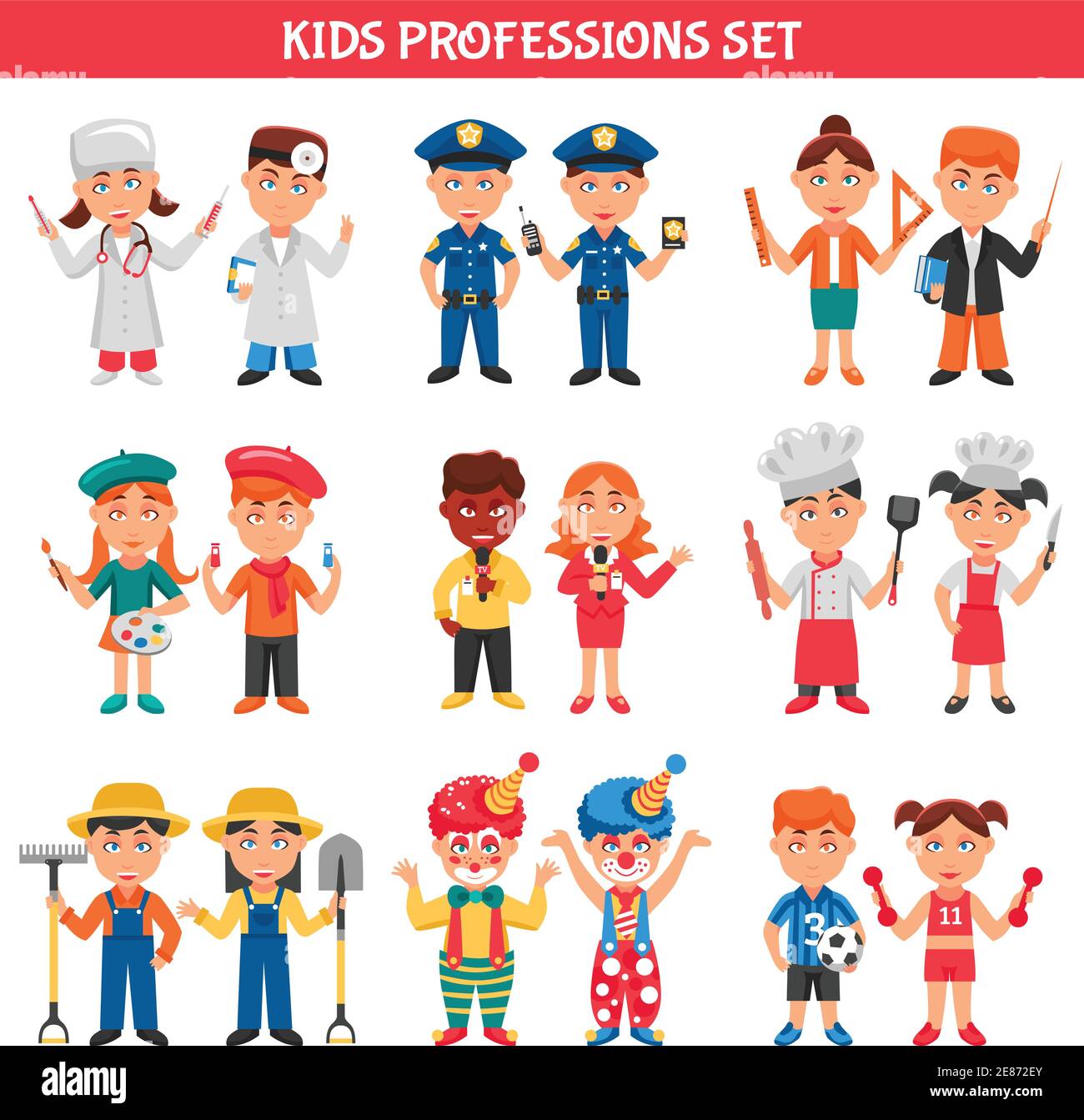 Cartoon illustration professional people occupations hi-res stock ...