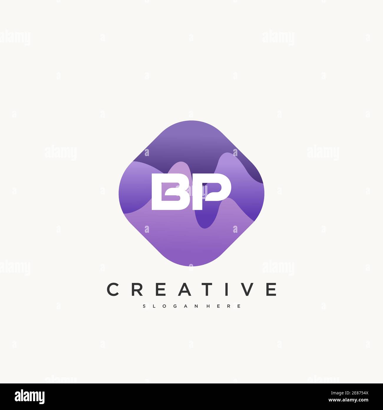 BP Initial Letter logo icon design template elements with wave colorful ...