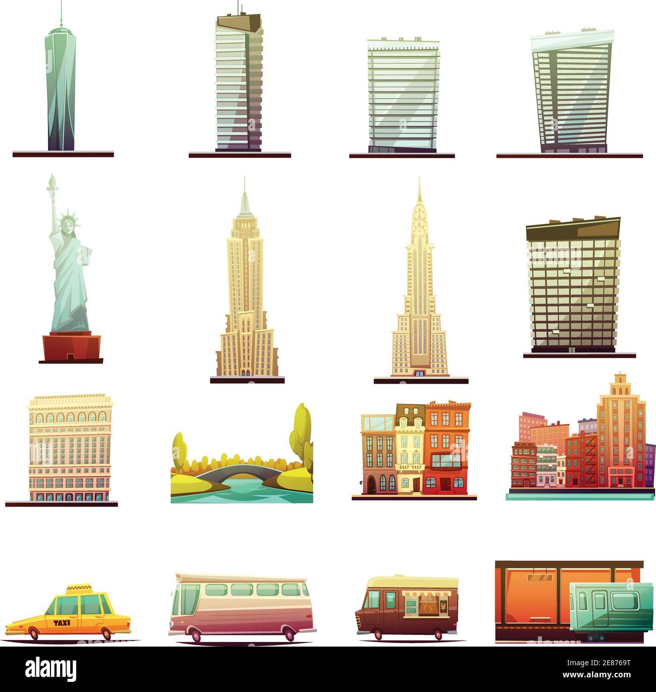 Cartoon Version Of Buildings Nyc Buildings Cartoon Stock Illustrations