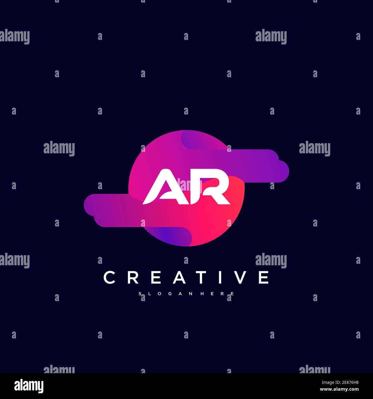 AR Initial Letter logo icon design template elements with wave colorful ...