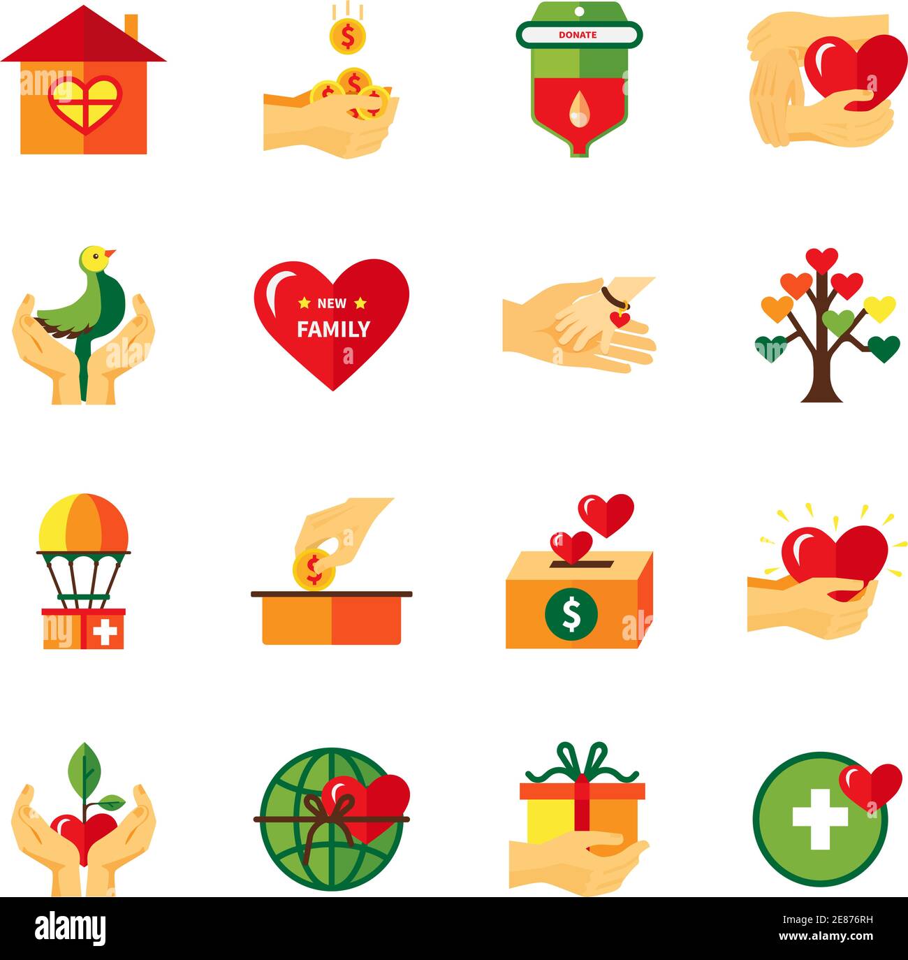 Non profit charity organizations symbols of fundraising donations and ...