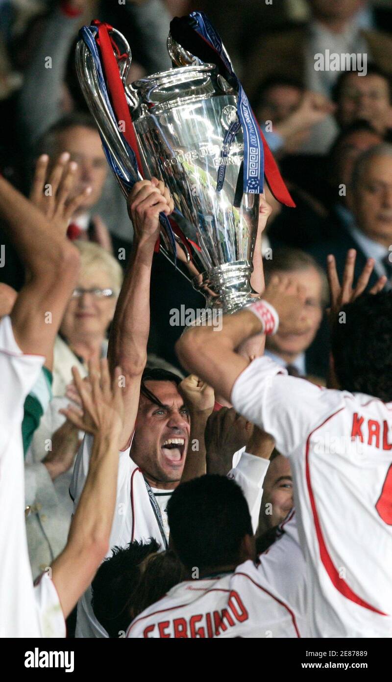 Paolo maldini champions league trophy hi-res stock photography and ...