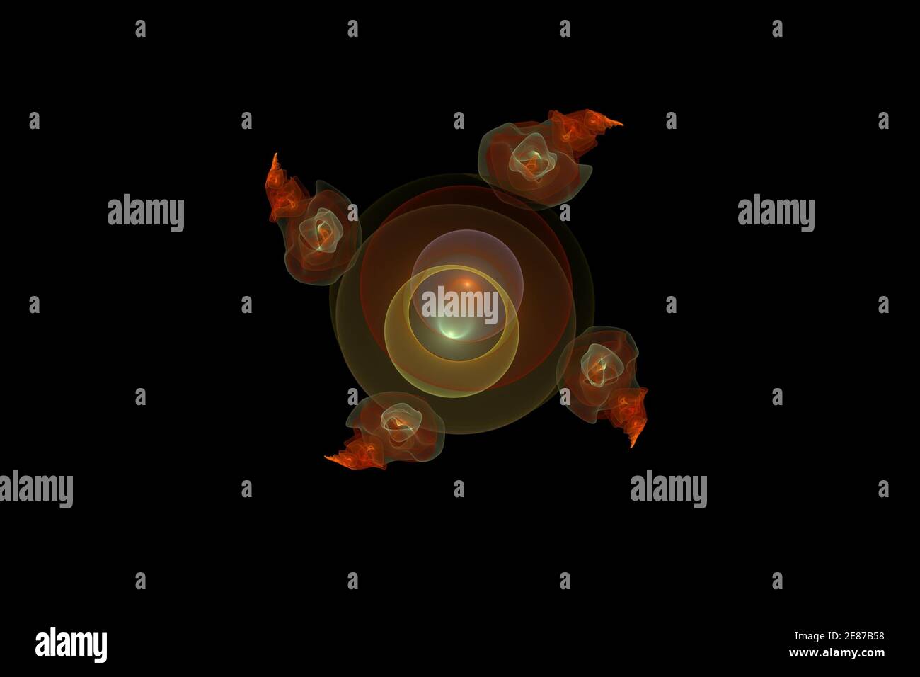 Circular star-like pattern on a black background Stock Photo - Alamy