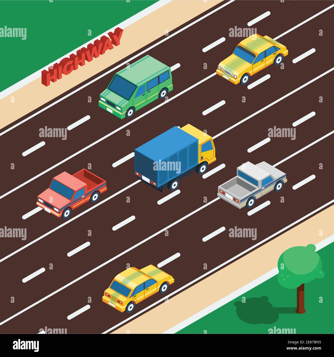 Highway Concept. Highway Isometric Illustration. Highway Vector ...