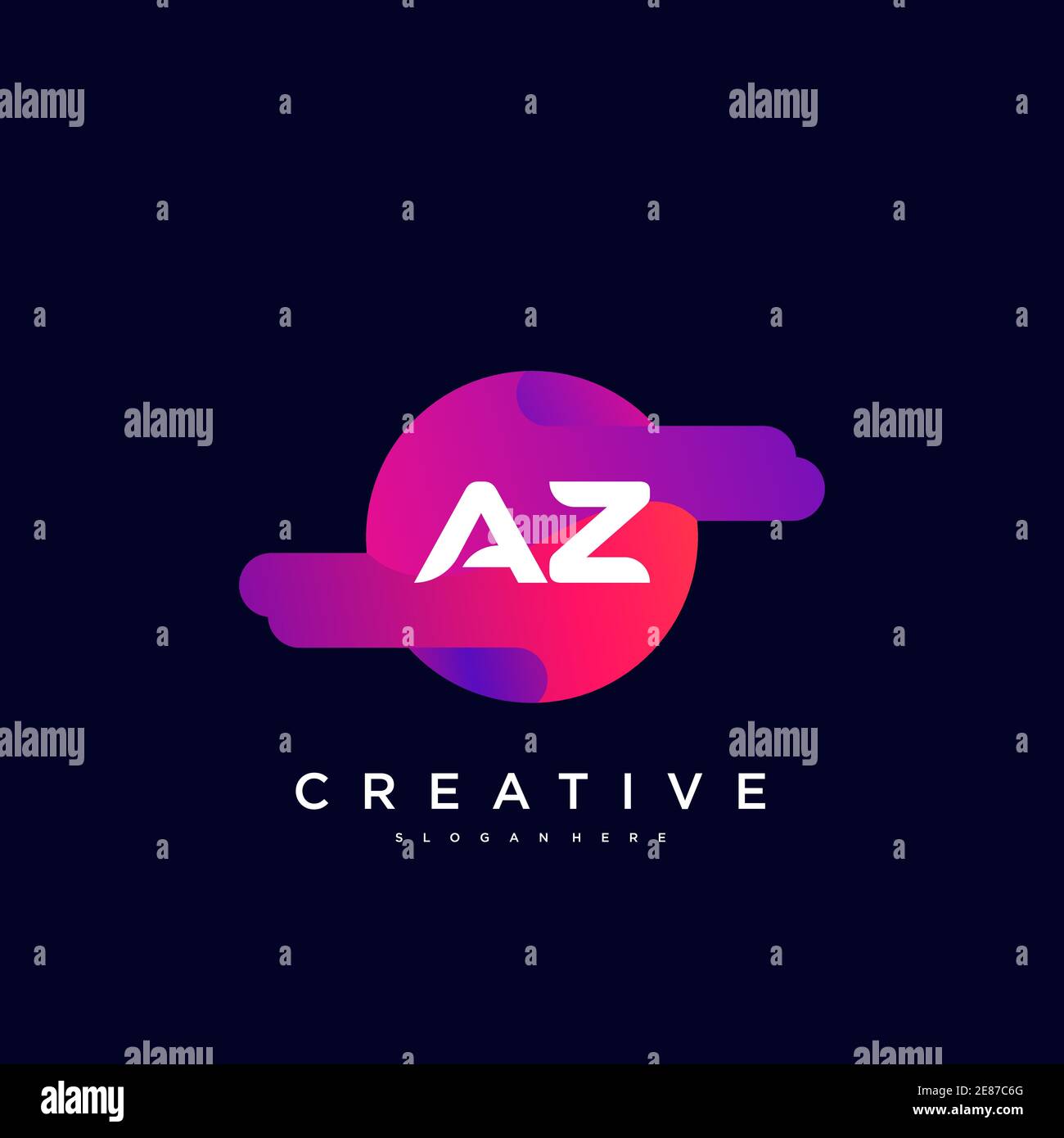 AZ Initial Letter logo icon design template elements with wave colorful ...