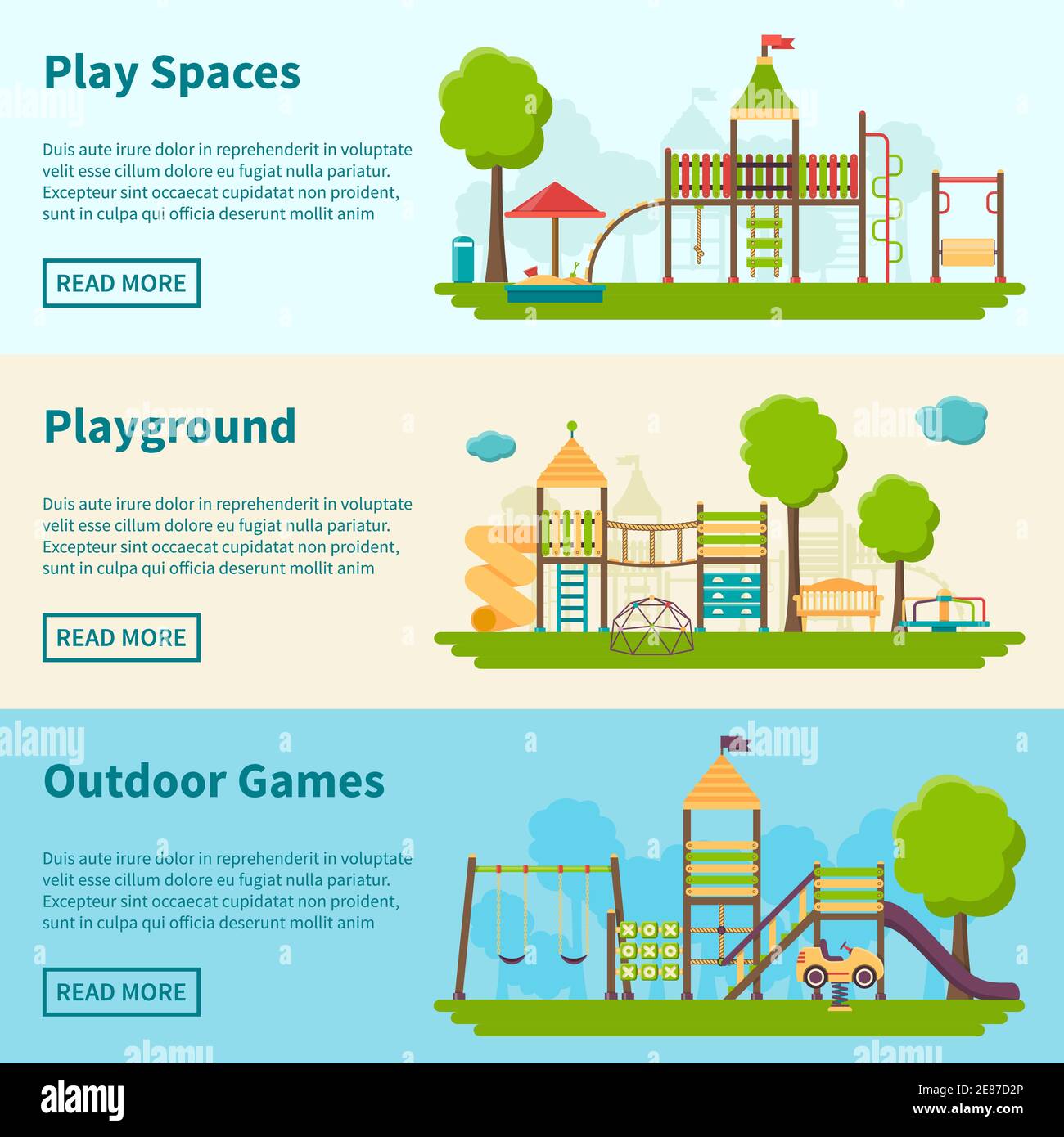 Horizontal color banners with title and information field about ...