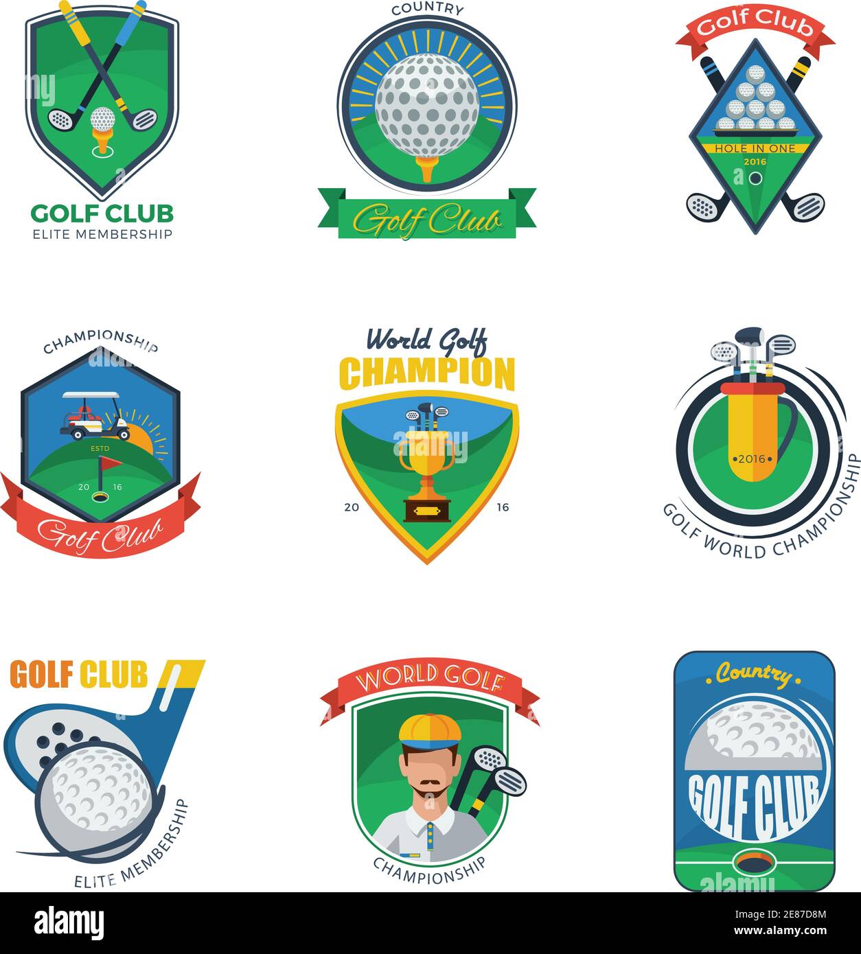 Golf Labels Set. Golf Emblems Set. Golf Vector Illustration. Golf Flat ...