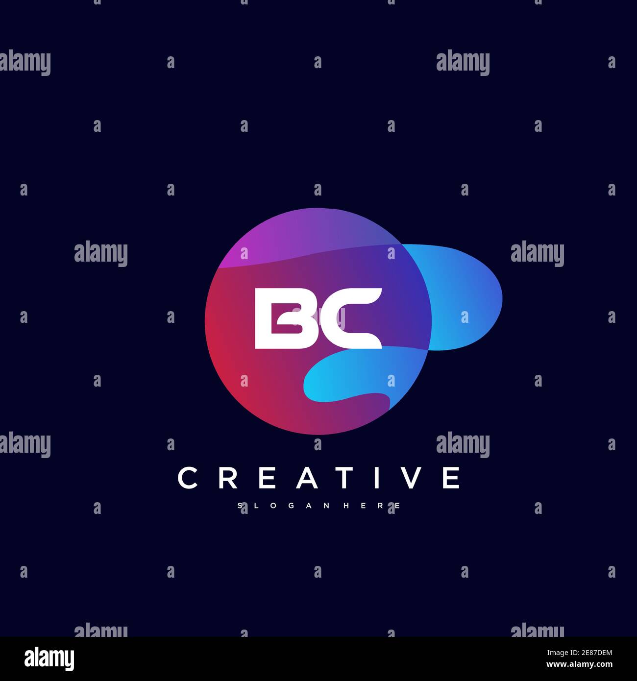 BC Initial Letter logo icon design template elements with wave colorful ...