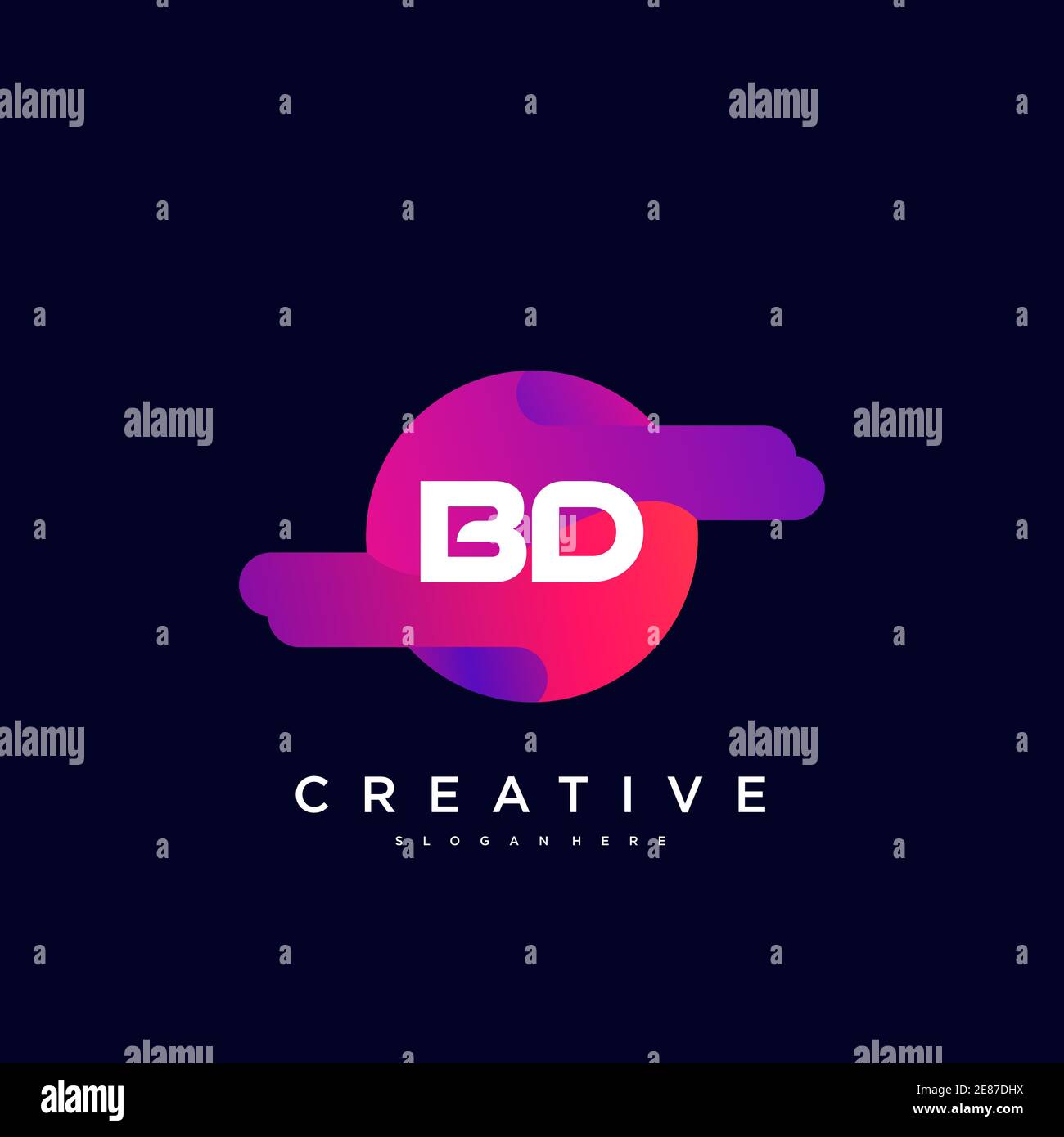 BD Initial Letter logo icon design template elements with wave colorful ...