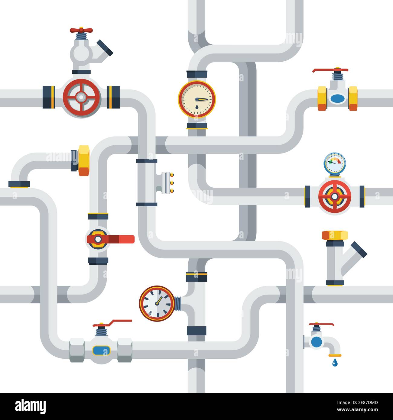 Pipes System Concept. Pipes Vector Illustration.Pipes Flat Symbols ...