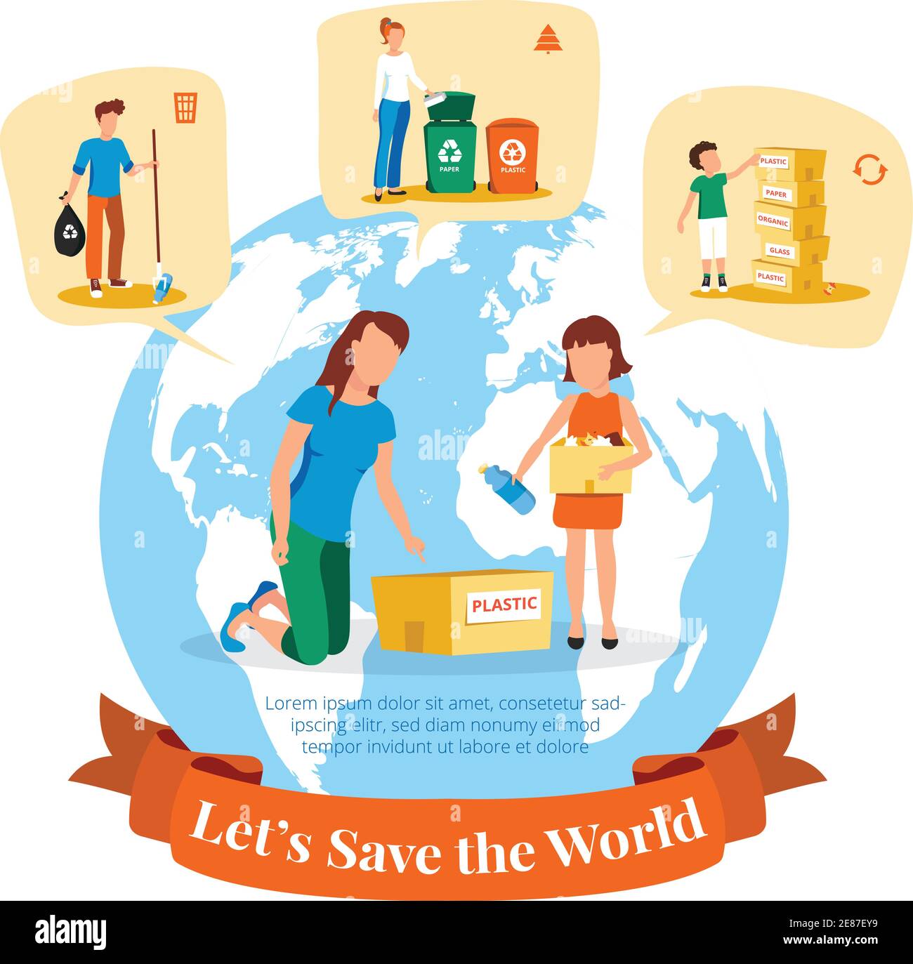 Environmental agency flat poster with information on waste collection ...