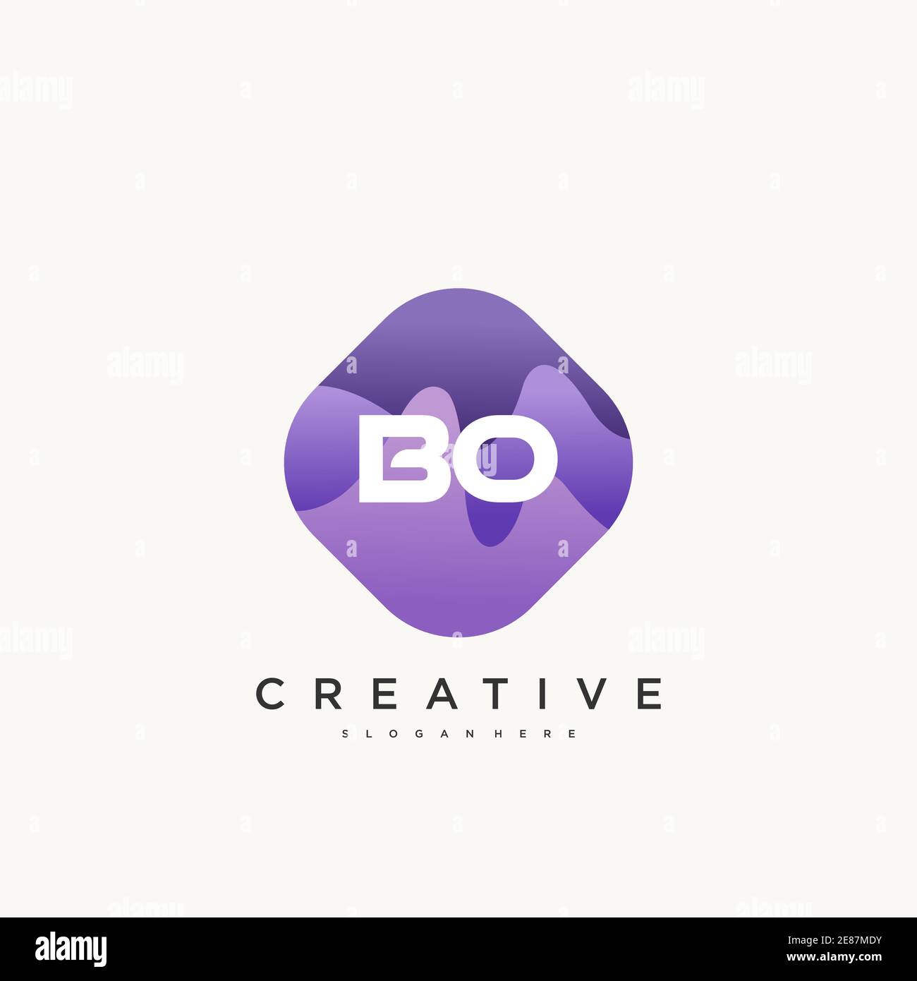 BO Initial Letter logo icon design template elements with wave colorful ...