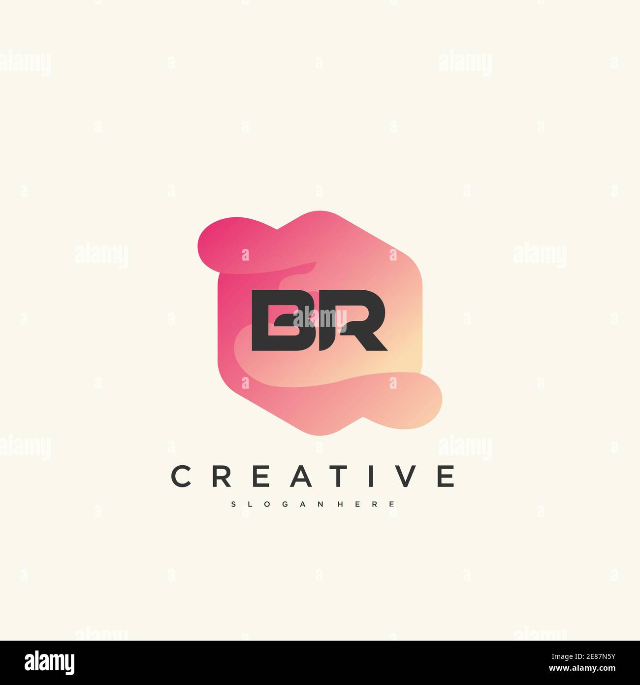 BR Initial Letter logo icon design template elements with wave colorful ...