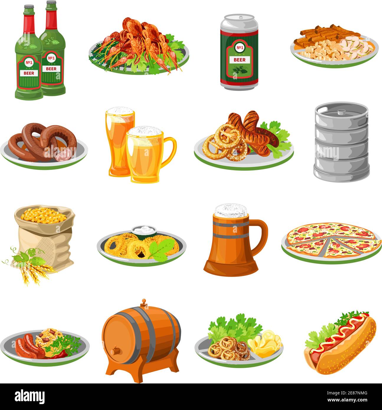 Annual oktoberfest festival traditional food with sausage and beer ...