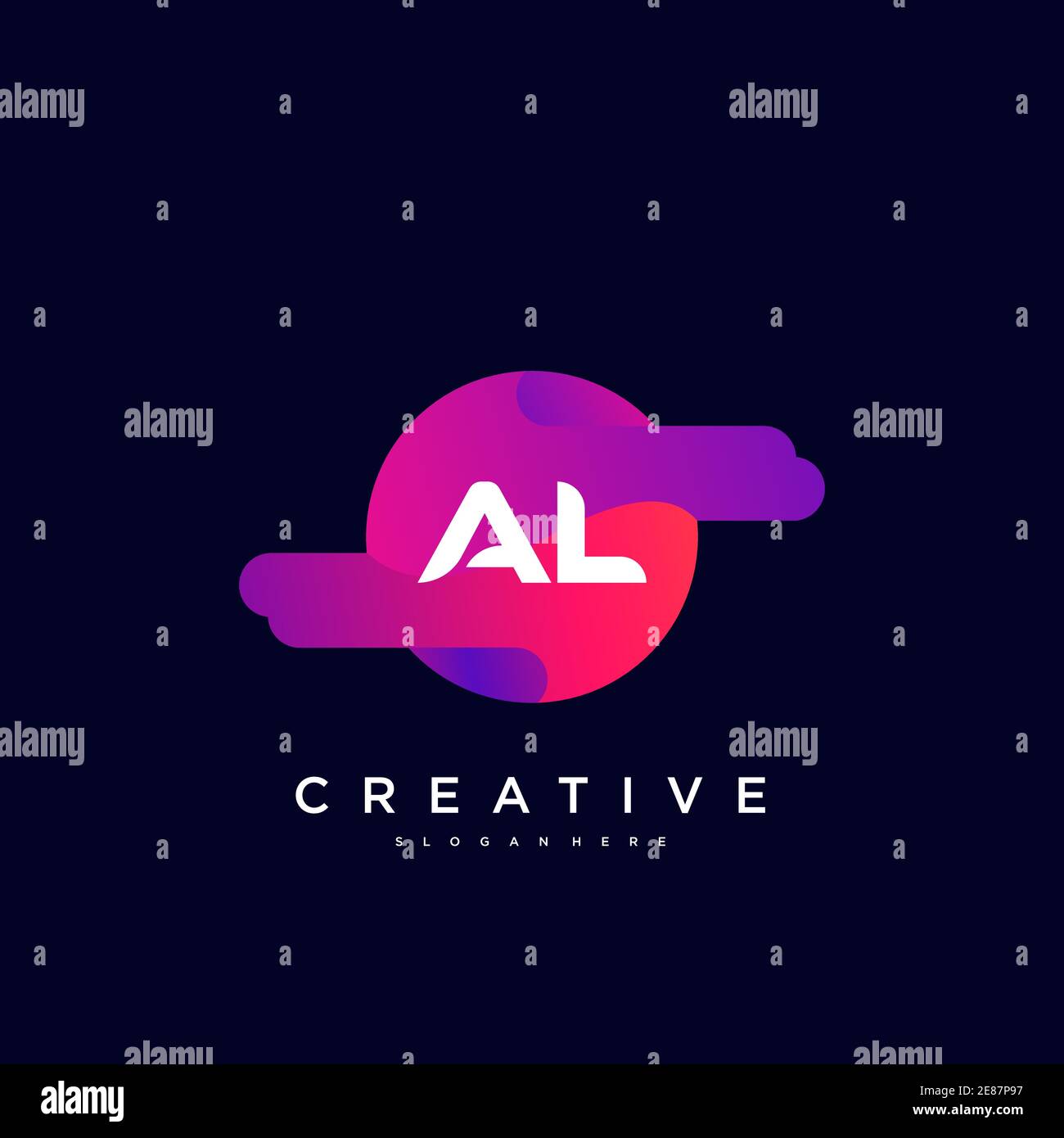 AL Initial Letter logo icon design template elements with wave colorful ...