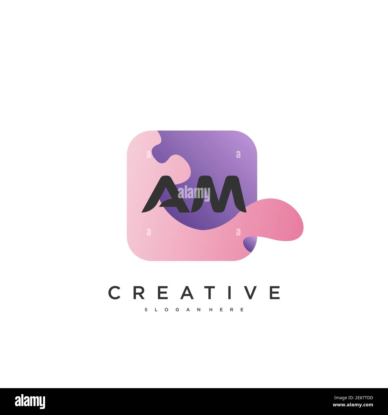 AM Initial Letter logo icon design template elements with wave colorful ...