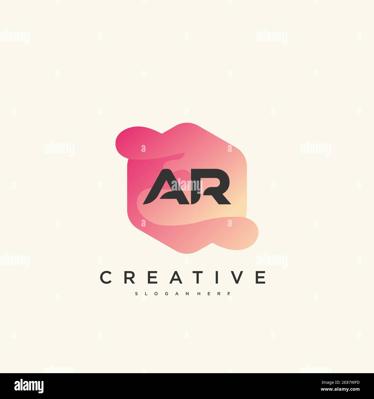 AR Initial Letter logo icon design template elements with wave colorful ...