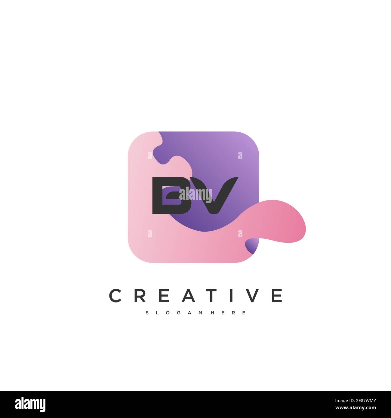 BV Initial Letter logo icon design template elements with wave colorful ...