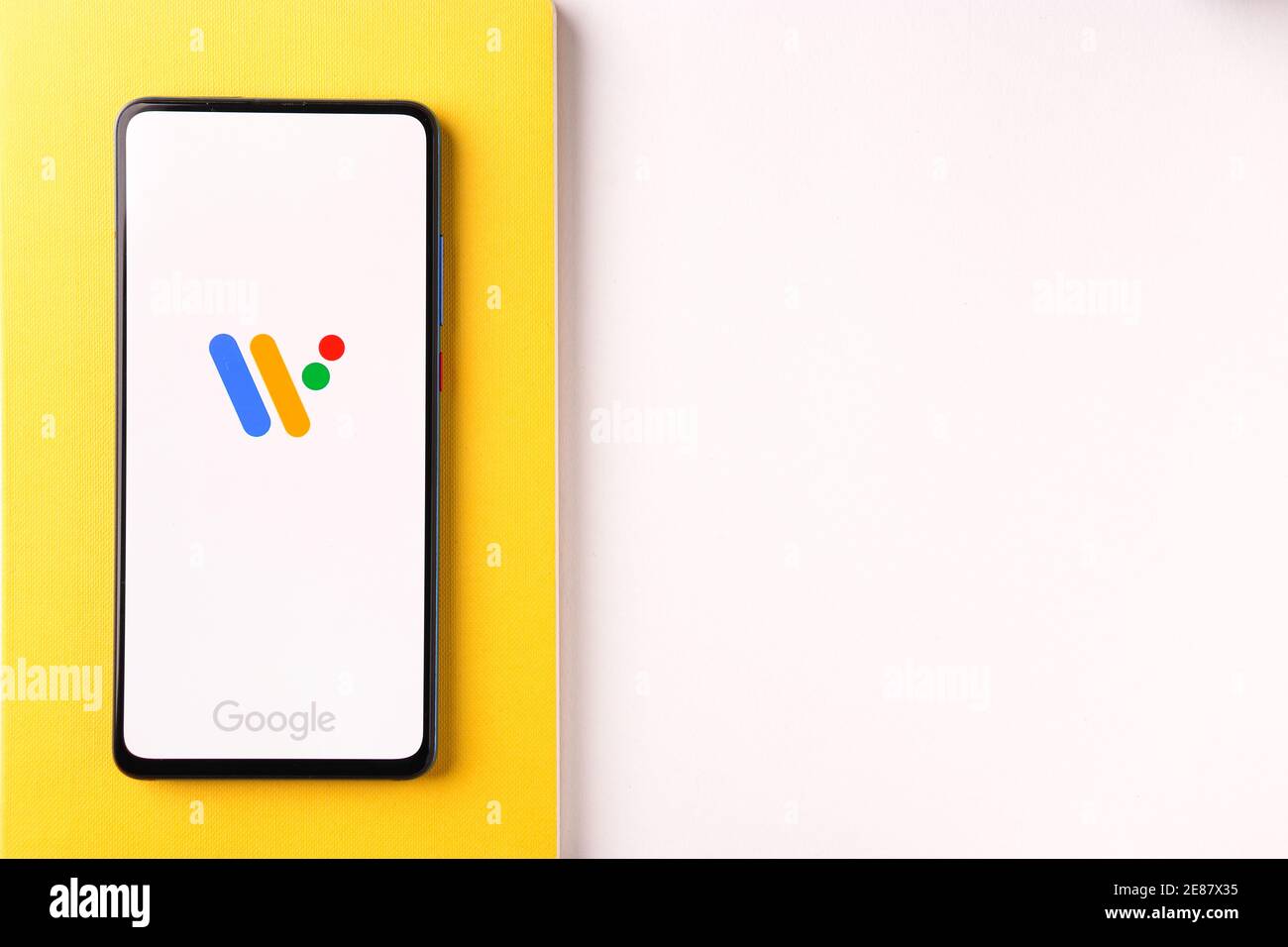 Assam, india - January 31, 2021 : Google Wear OS logo on phone screen ...