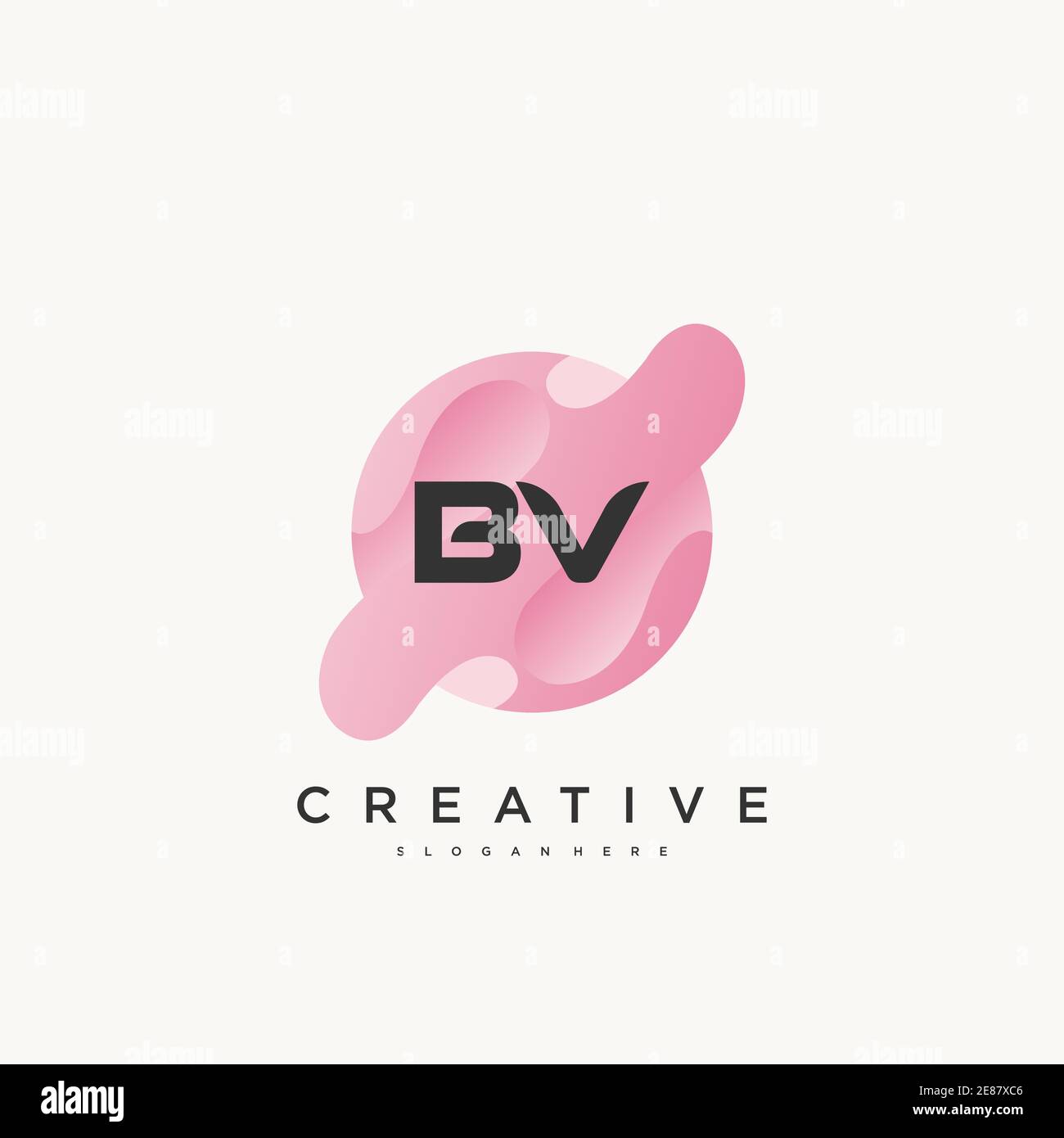 BV Initial Letter logo icon design template elements with wave colorful ...