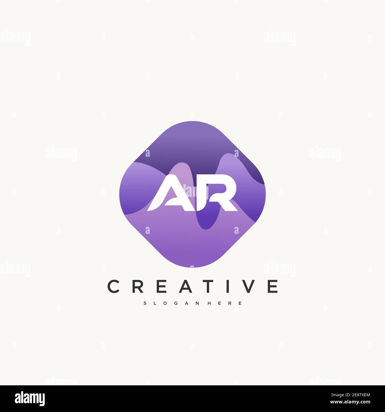 AR Initial Letter logo icon design template elements with wave colorful ...