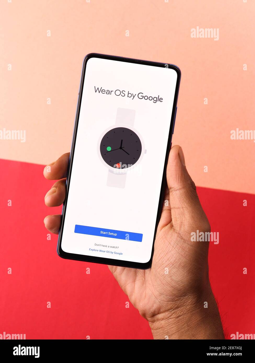 Assam, india - January 31, 2021 : Google Wear OS logo on phone screen ...