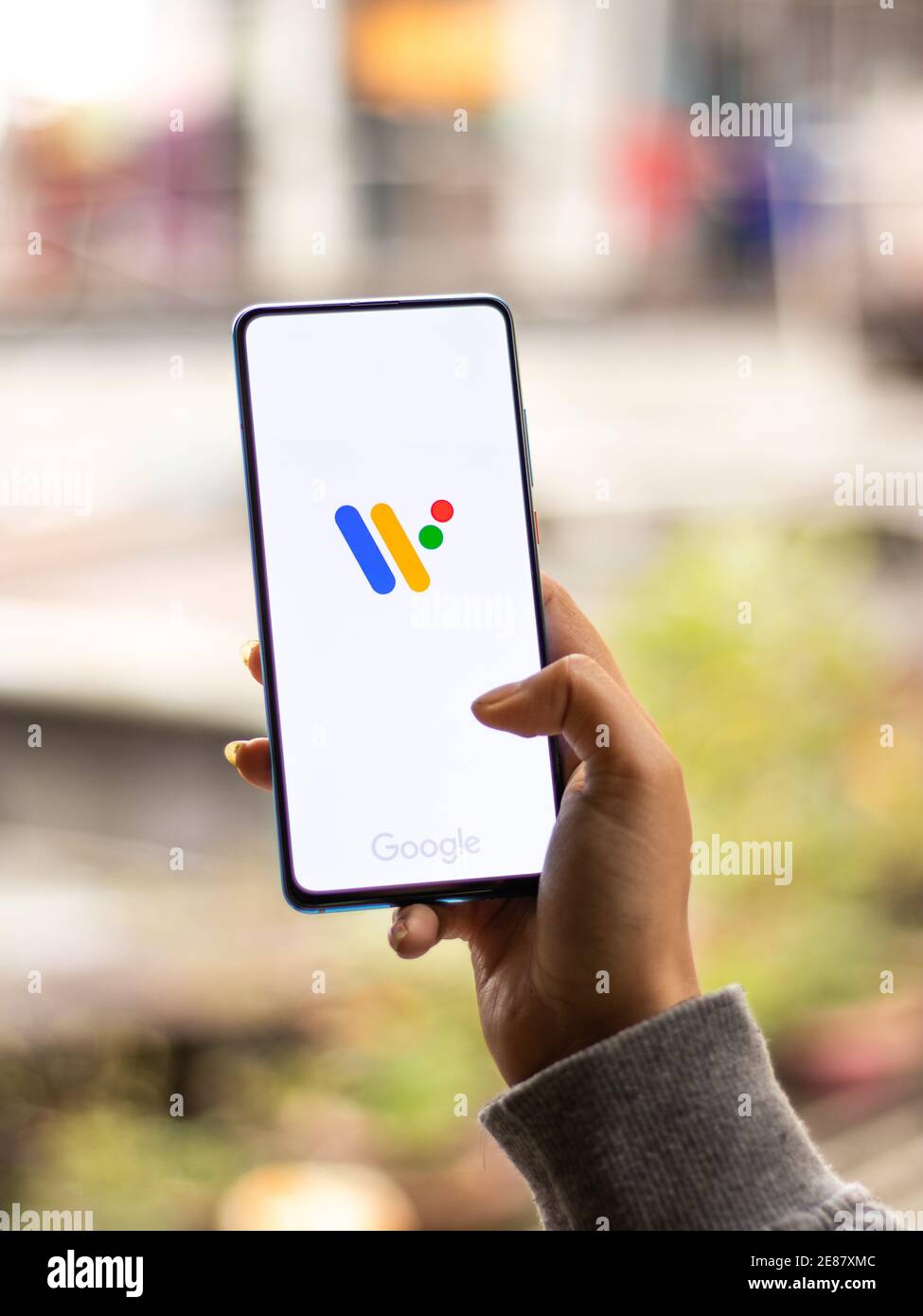 Assam, india - January 31, 2021 : Google Wear OS logo on phone screen ...