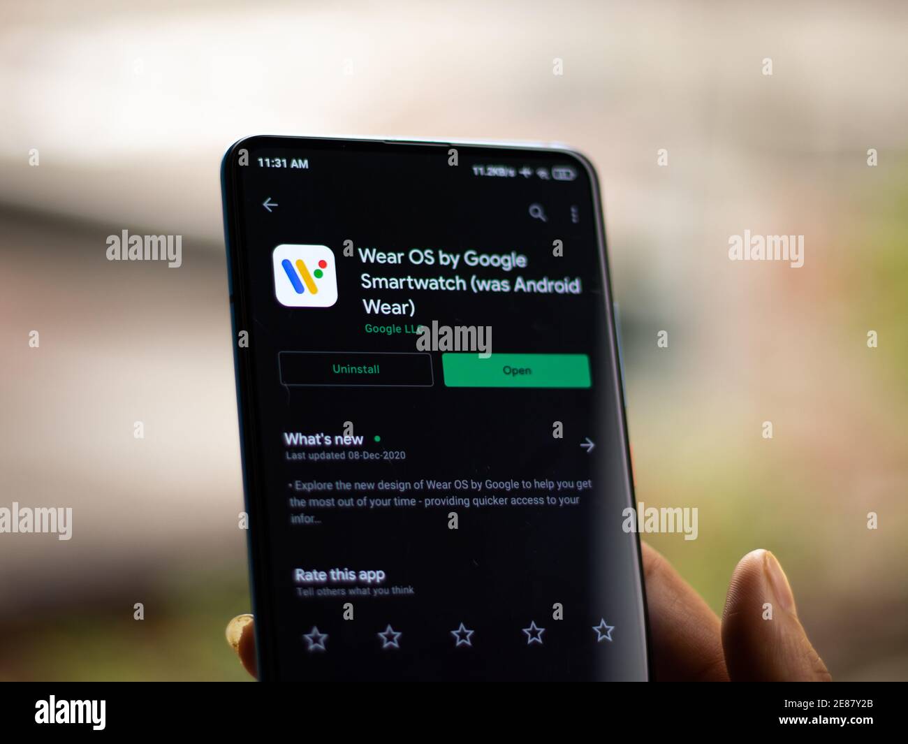 Assam, india - January 31, 2021 : Google Wear OS logo on phone screen ...