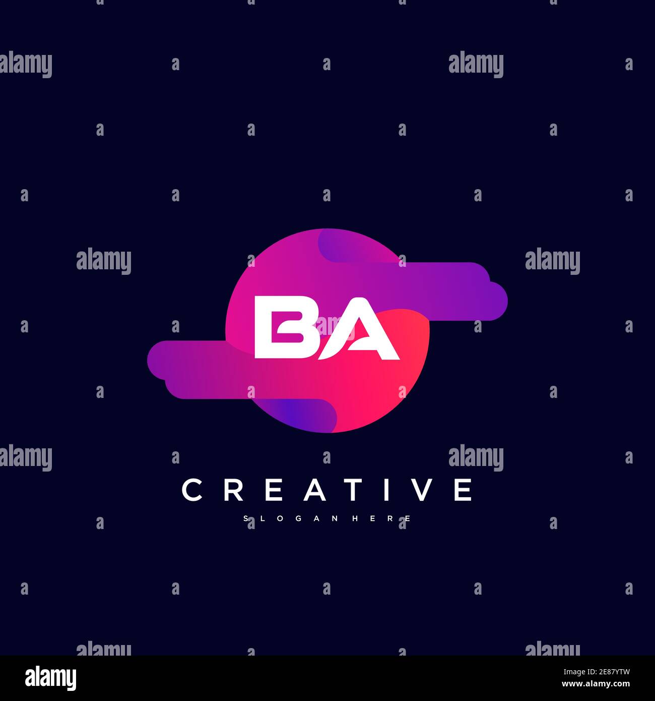 BA Initial Letter logo icon design template elements with wave colorful ...