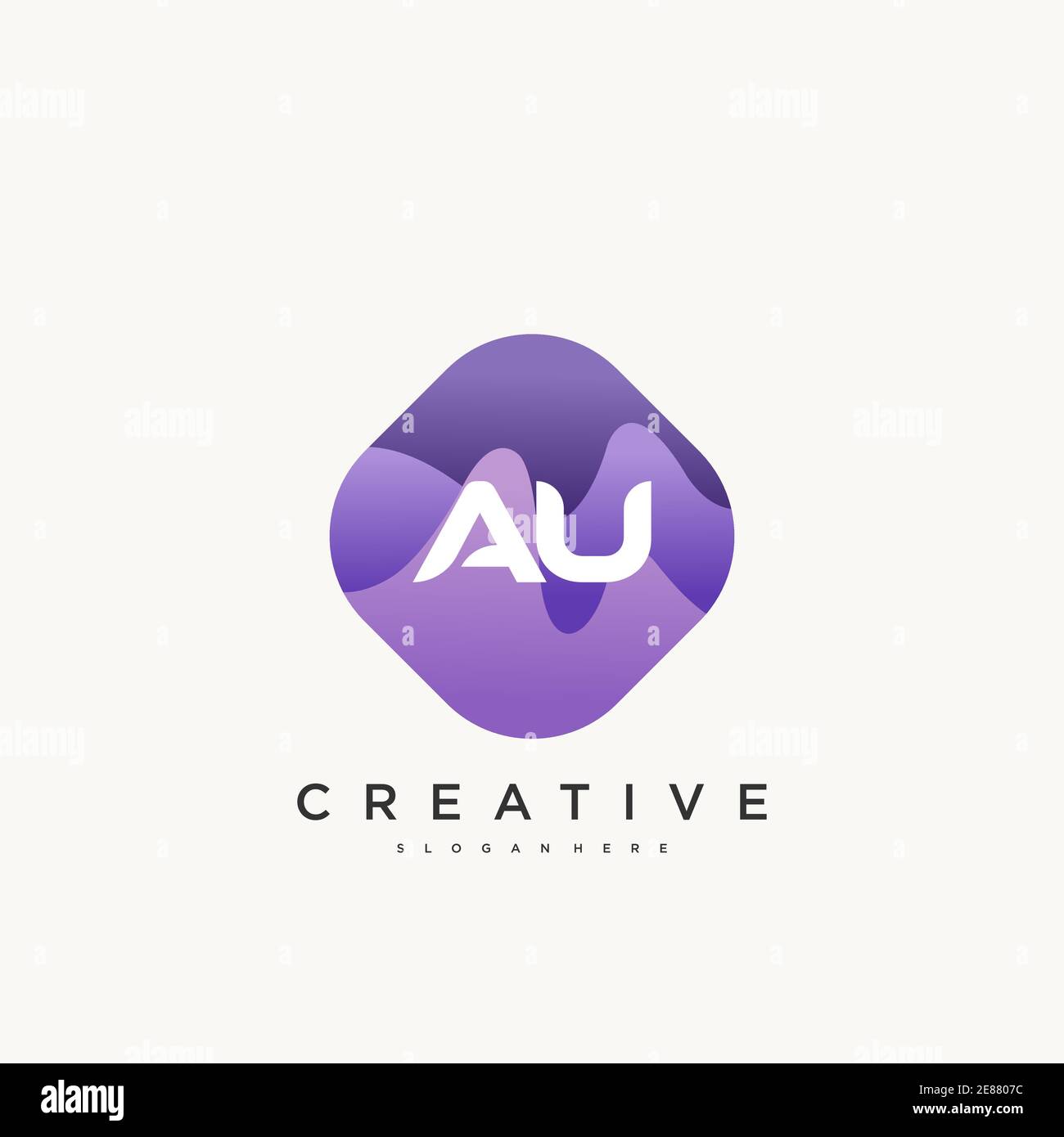 AU Initial Letter logo icon design template elements with wave colorful ...