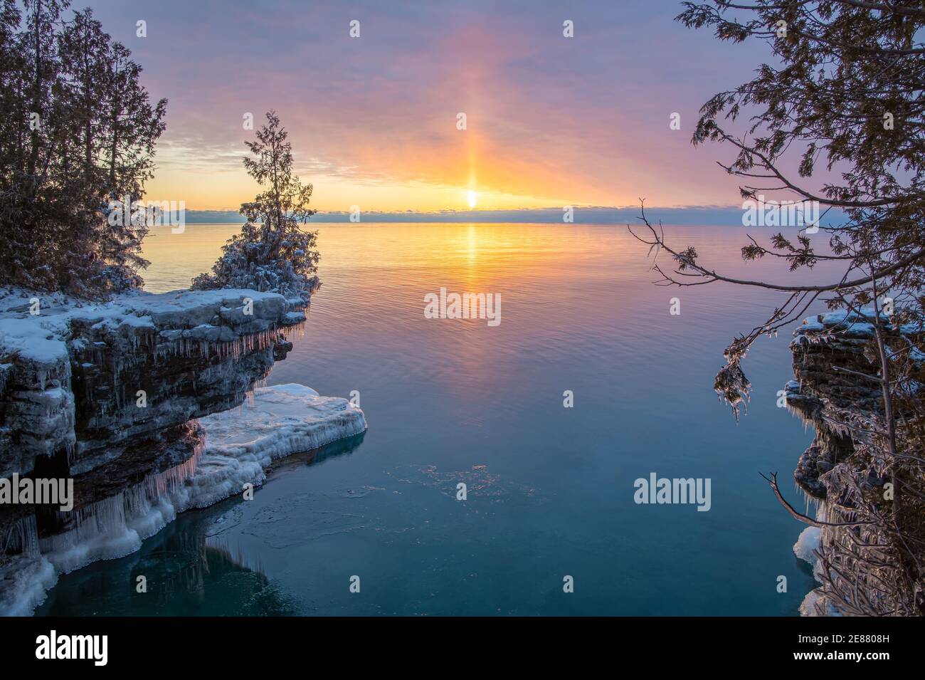 Cave Point in Door County Wisconsin Covered in Ice Stock Photo - Alamy