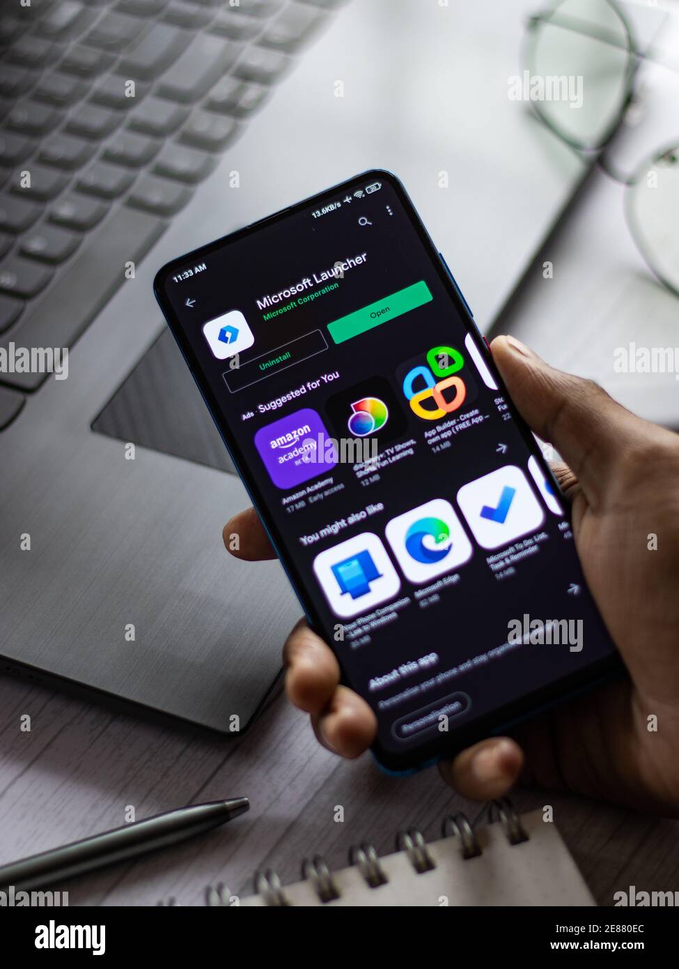 Assam, india - January 31, 2021 : Microsoft Launcher logo on phone ...