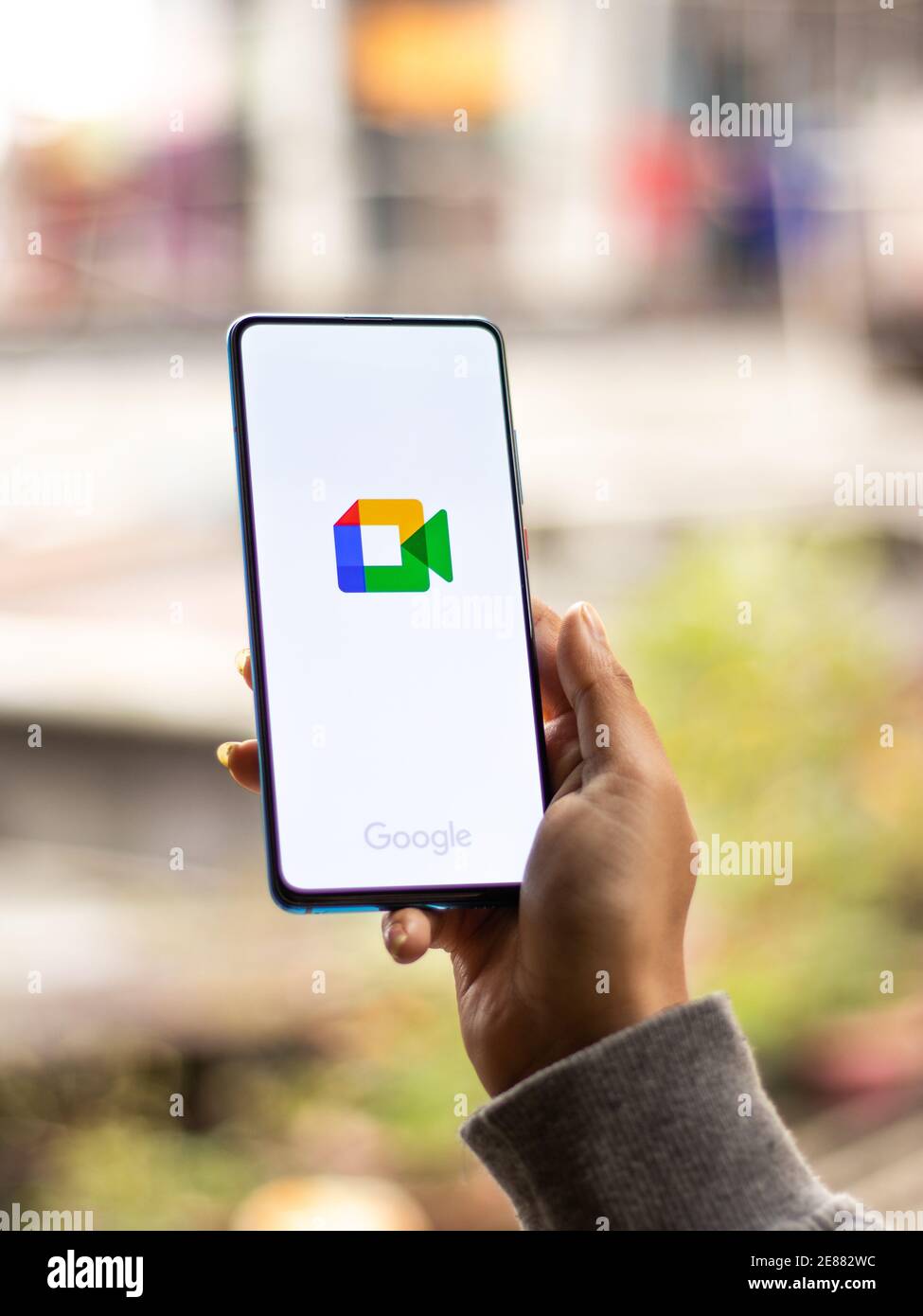 Assam, india - January 31, 2021 : Google meet logo on phone screen ...