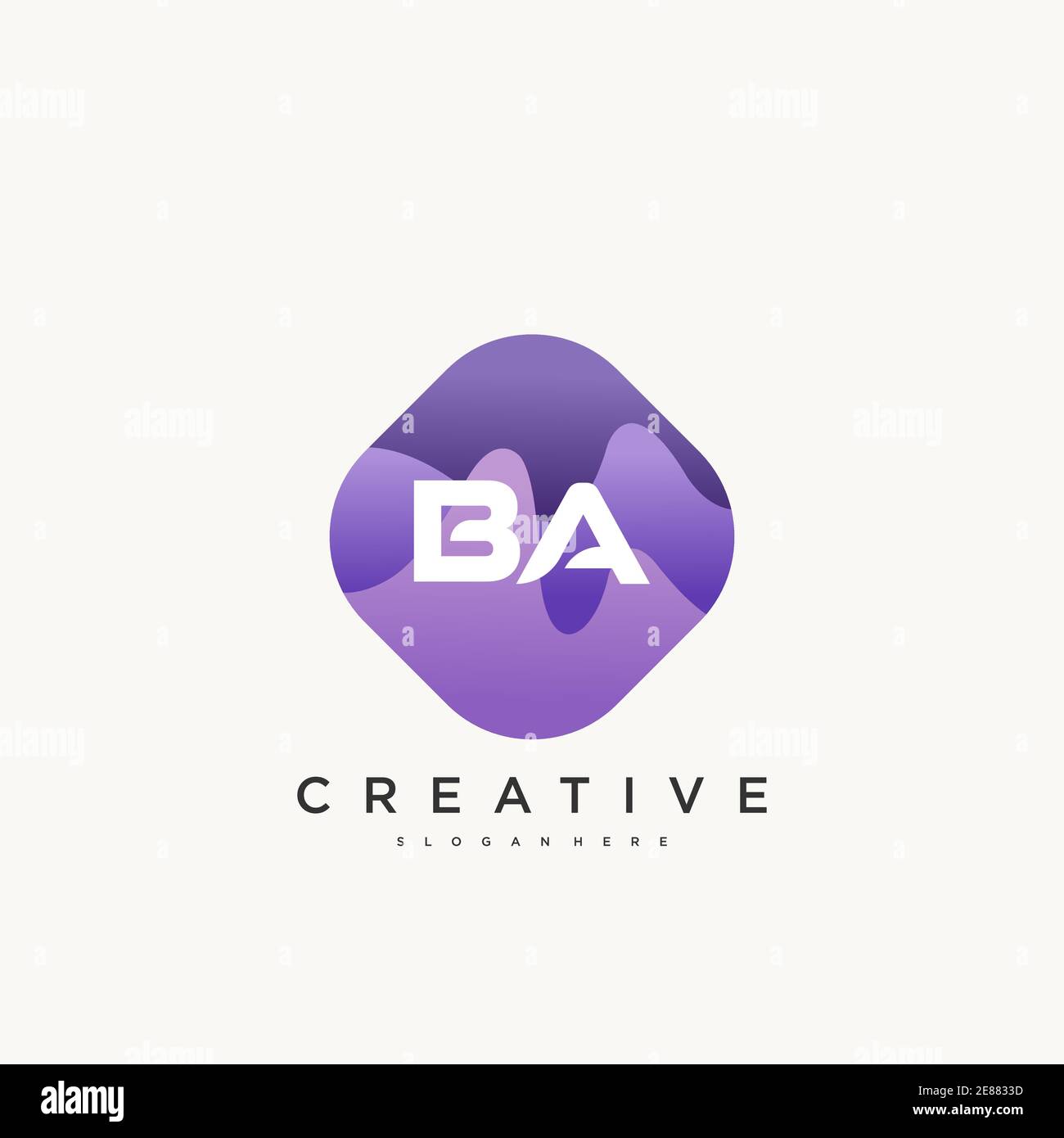 BA Initial Letter logo icon design template elements with wave colorful ...