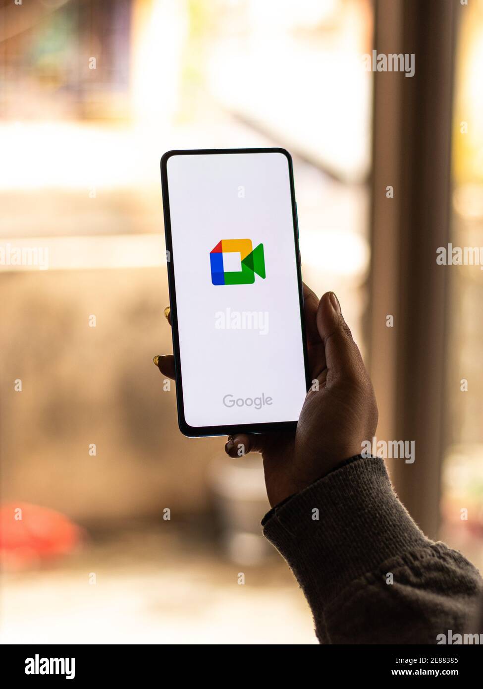 Assam, india - January 31, 2021 : Google meet logo on phone screen ...