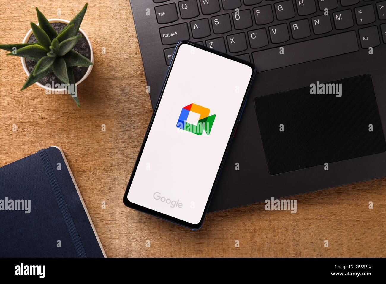 Assam, india - January 31, 2021 : Google meet logo on phone screen ...