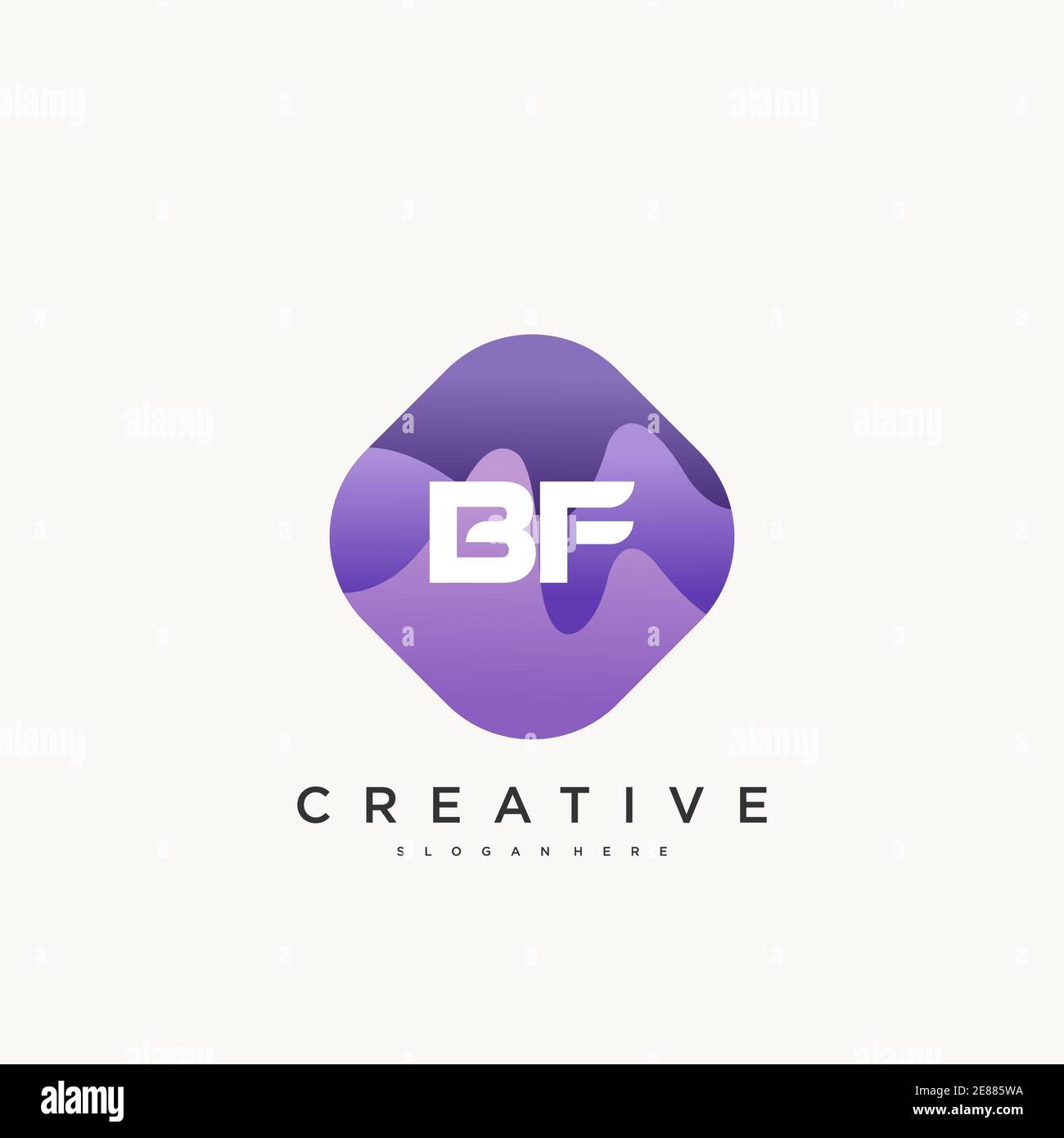 BF Initial Letter logo icon design template elements with wave colorful ...