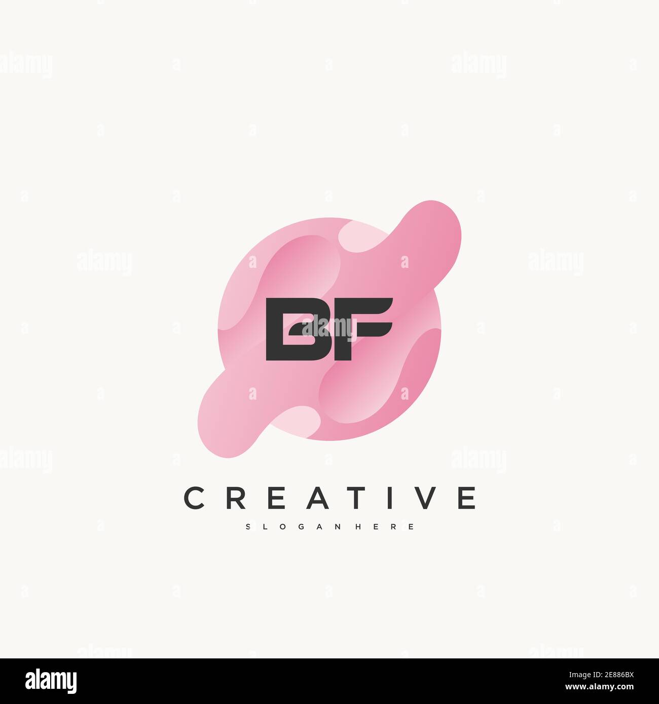 BF Initial Letter logo icon design template elements with wave colorful ...