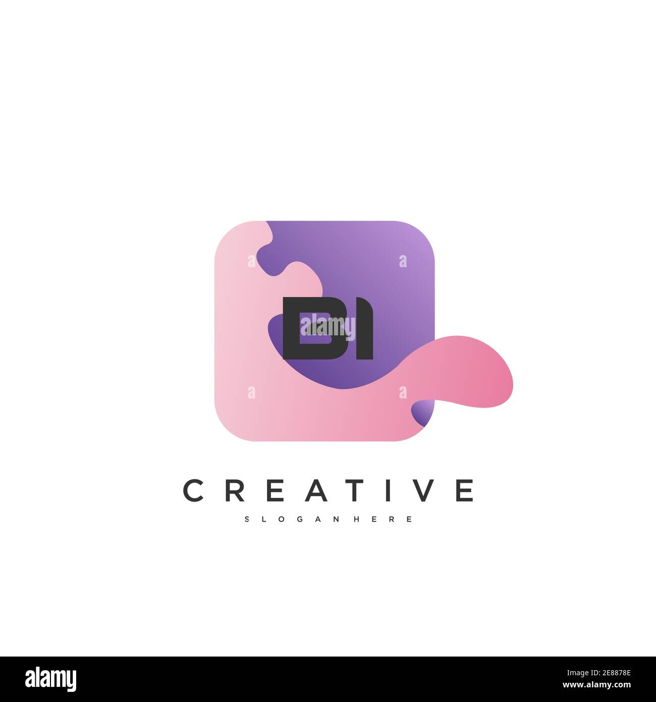 BI Initial Letter logo icon design template elements with wave colorful ...