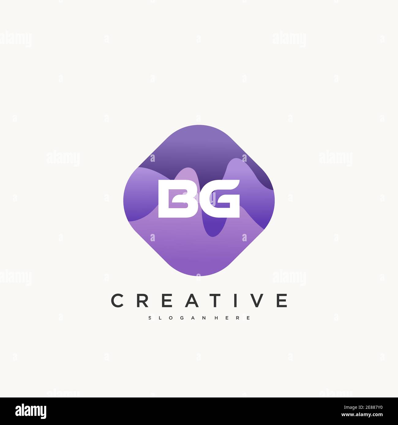 BG Initial Letter logo icon design template elements with wave colorful ...