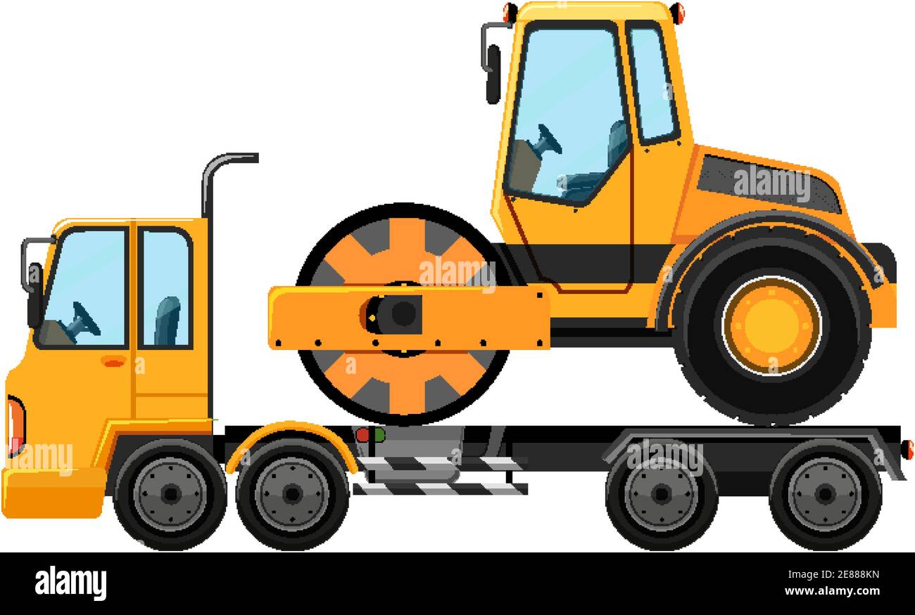 Tow truck carrying road roller illustration Stock Vector Image & Art ...