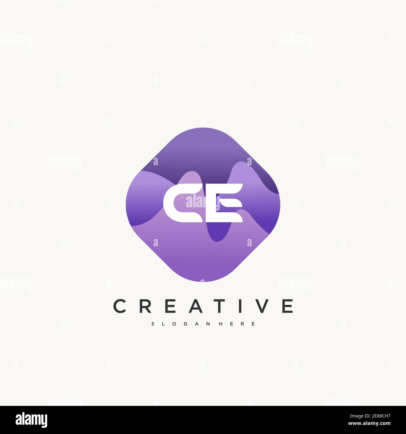 CE Initial Letter logo icon design template elements with wave colorful ...