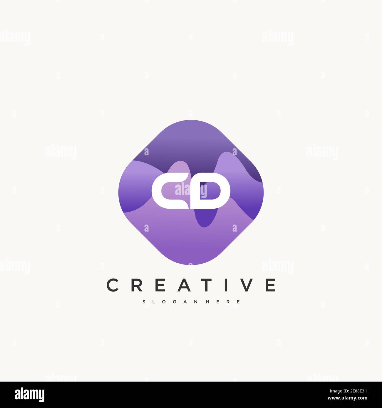 CD Initial Letter logo icon design template elements with wave colorful ...