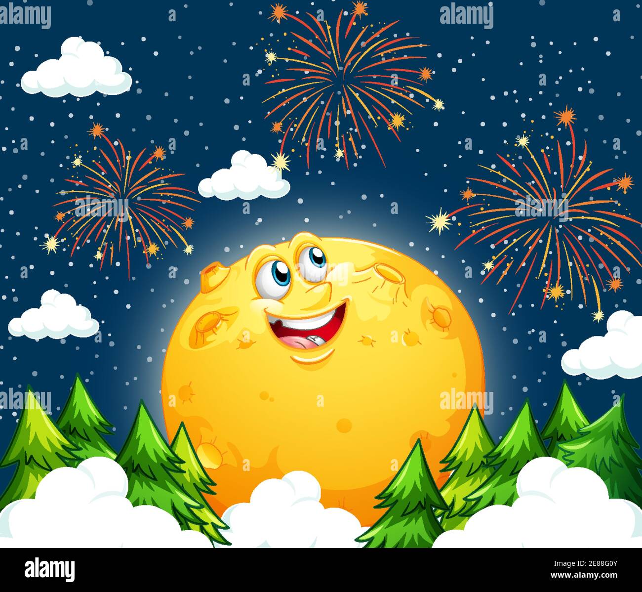 Full moon fireworks Stock Vector Images - Alamy